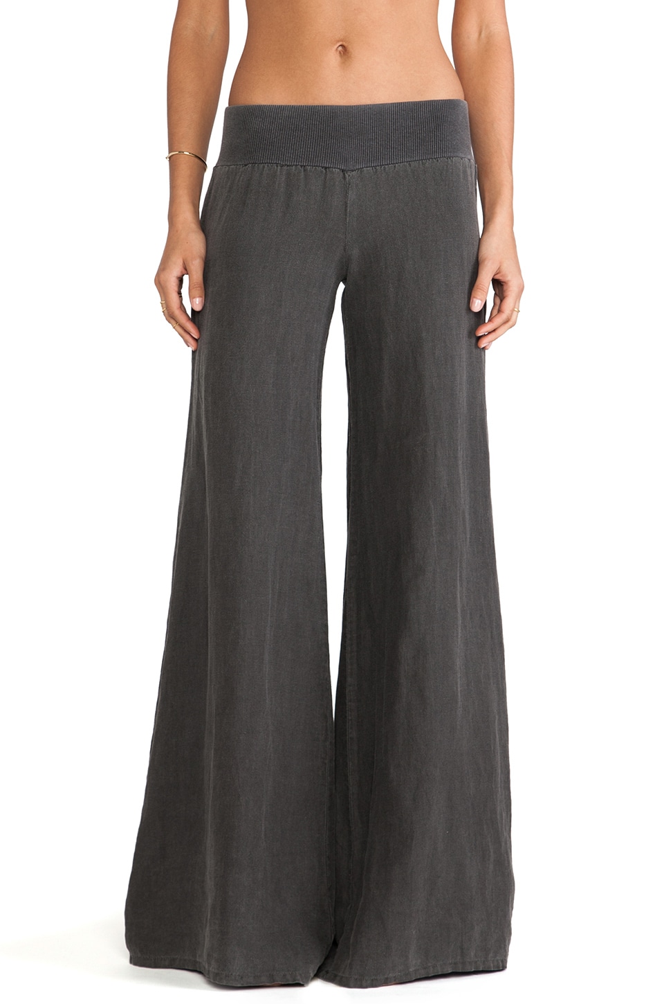 Enza Costa French Linen Linen Wide Leg in Carbon | REVOLVE