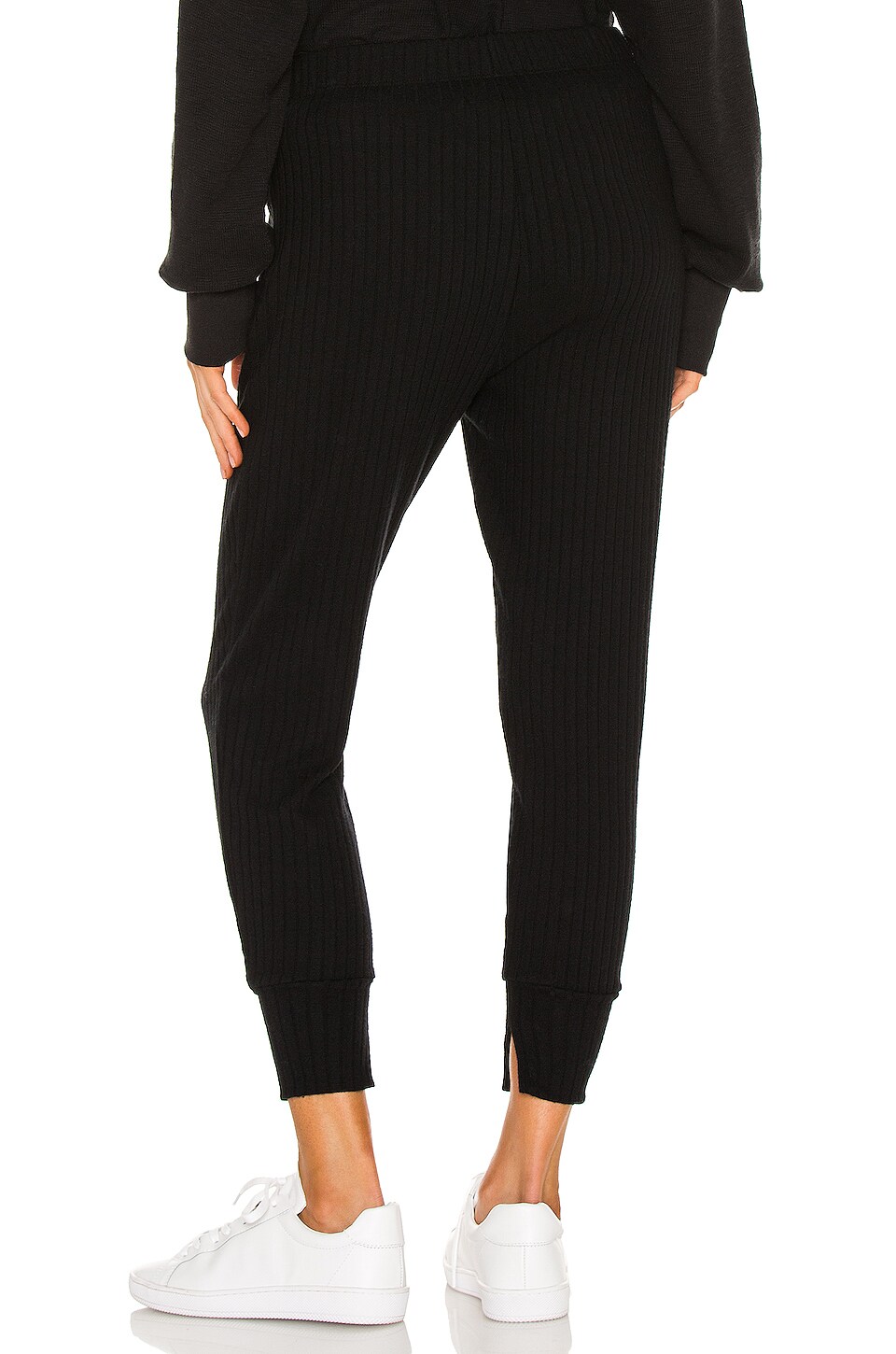 Enza Costa Sweater Rib Split Cuff Jogger in Black | REVOLVE