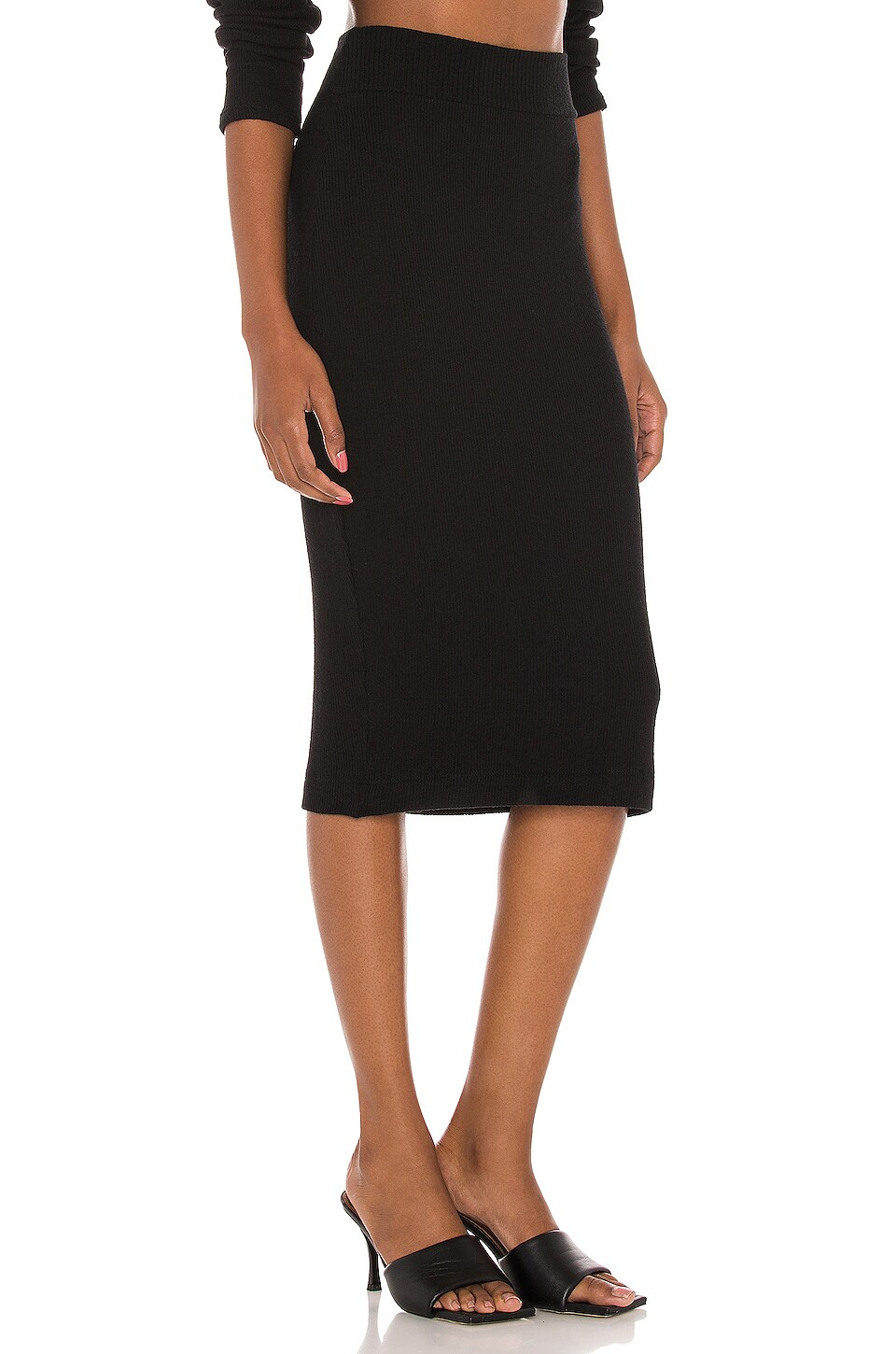 Enza Costa Knit Midi Skirt in Black | REVOLVE