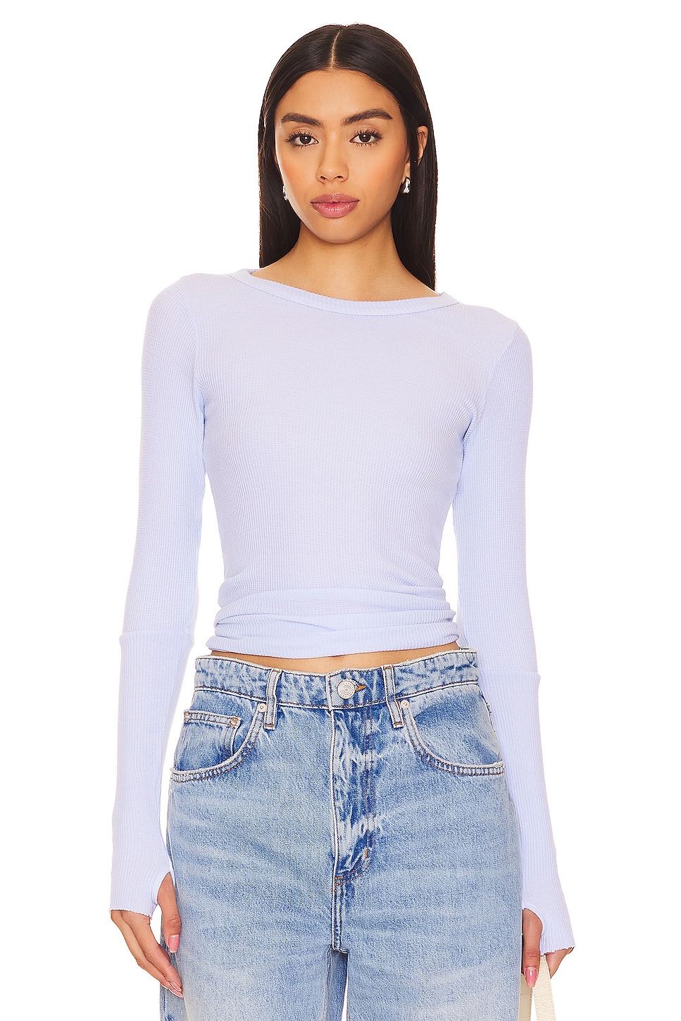 Enza Costa Cuffed Crew in Powder Blue | REVOLVE