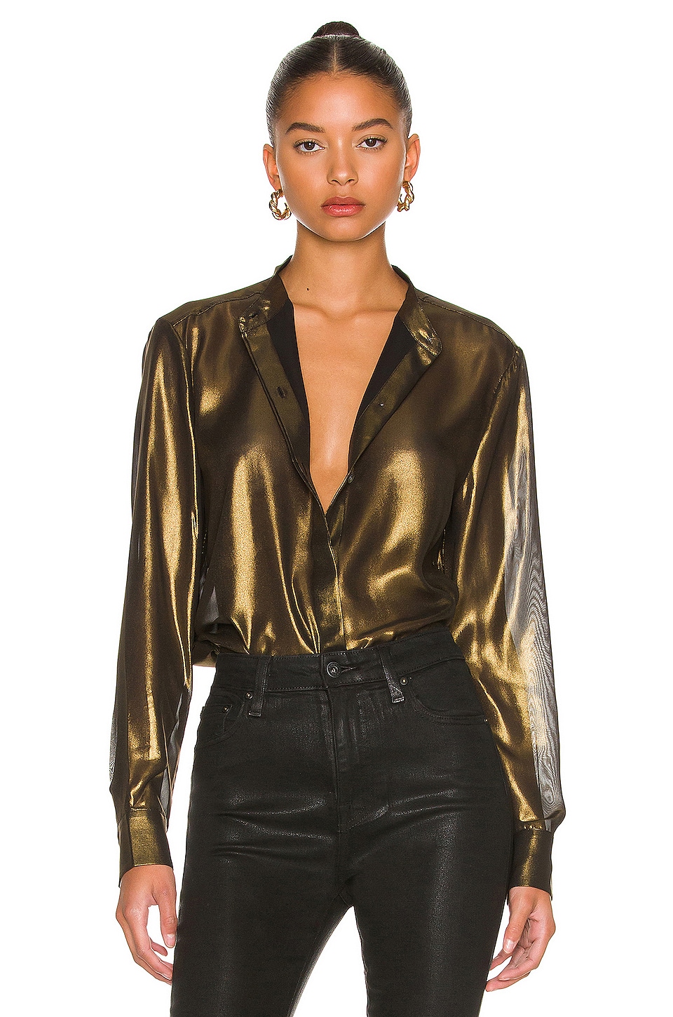 Equipment Cherine Blouse in Black & Gold | REVOLVE