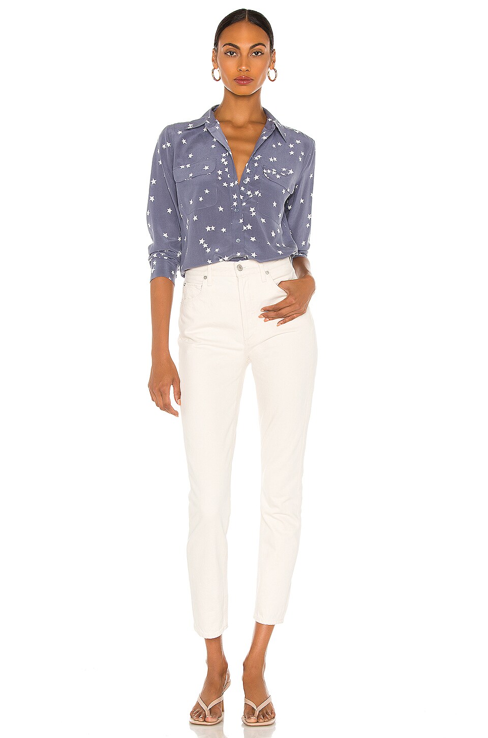 Equipment Starry Night Slim Signature Blouse in Blue Stone | REVOLVE