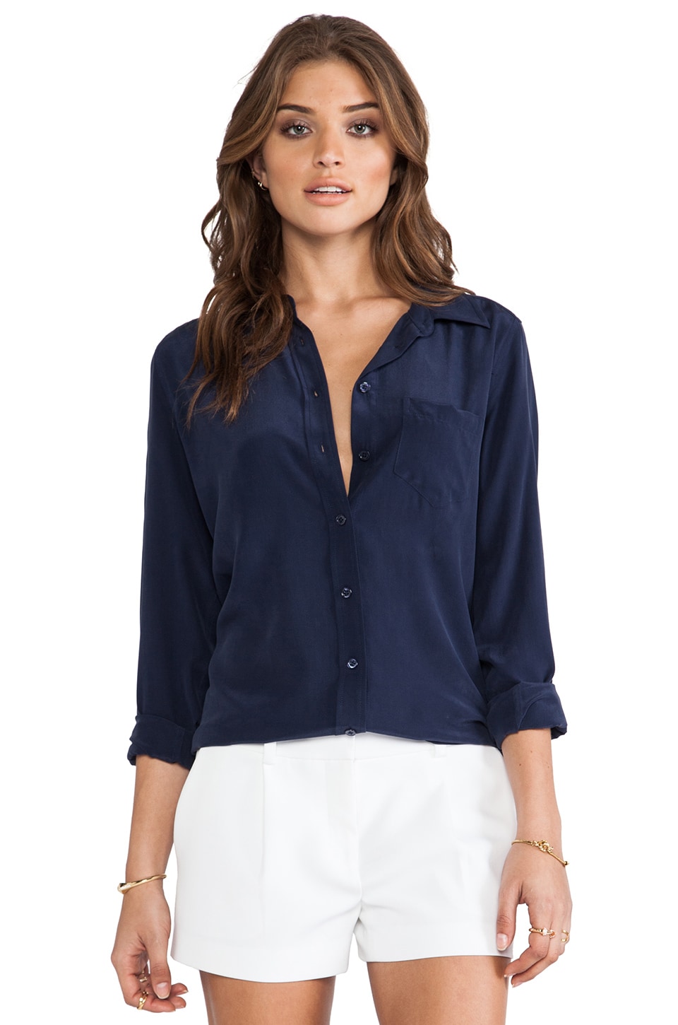 Equipment Brett Blouse in Peacoat | REVOLVE