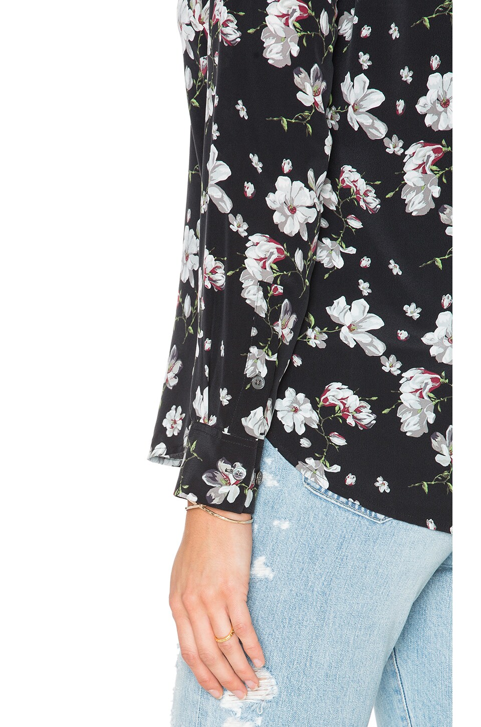 Equipment Leema Ditsy Floral Print Button Up in True Black Multi | REVOLVE