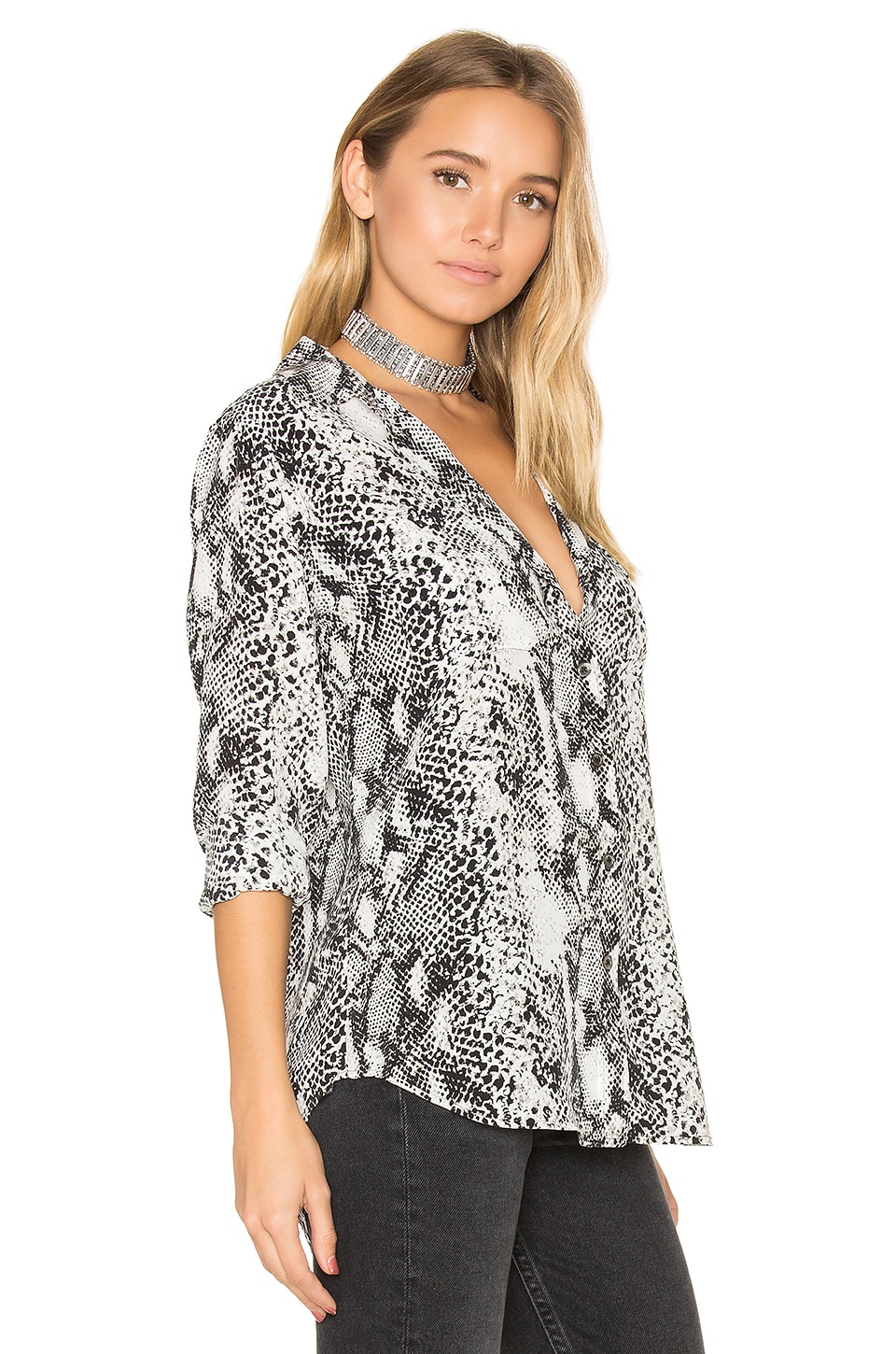 Equipment Slim Signature Snake Print Button Up in Nature White & True ...