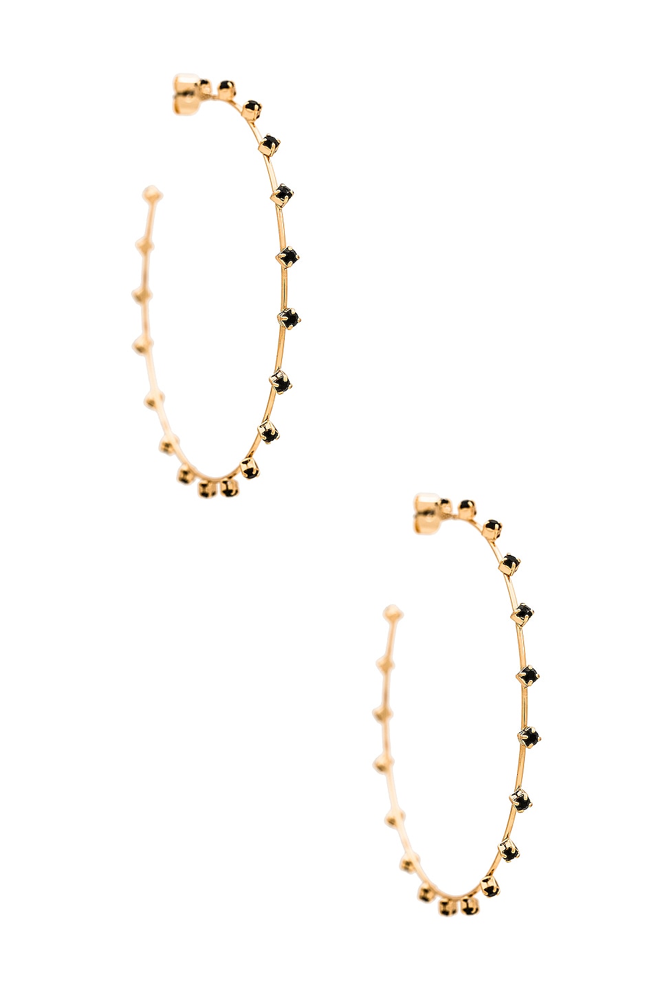 Ettika Studded Hoops in Black Crystals | REVOLVE