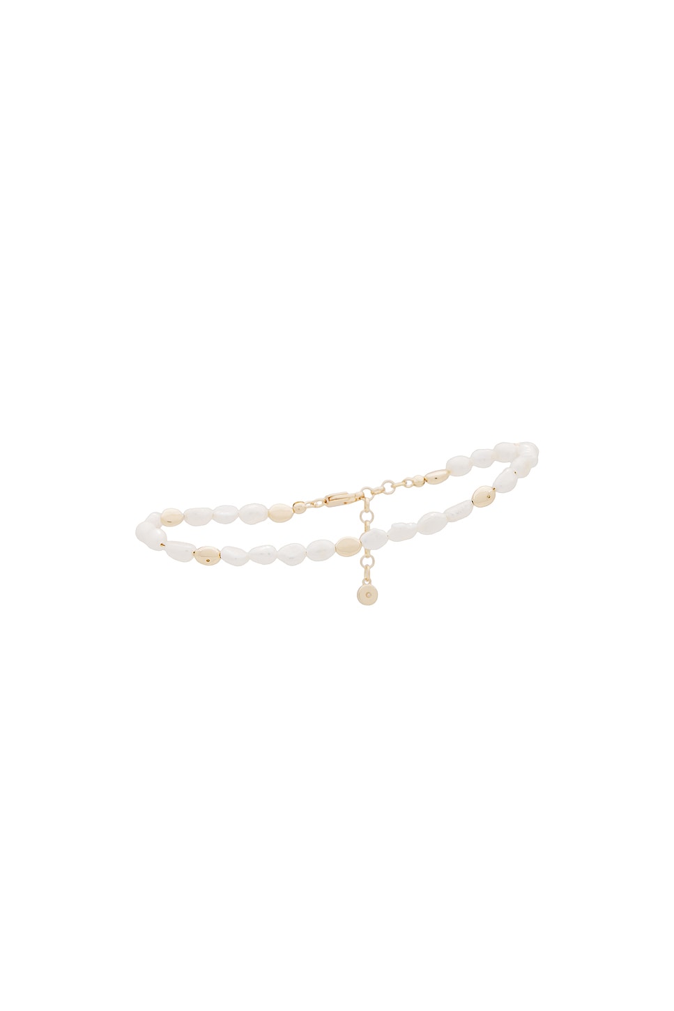 Ettika Pearl Polished Freshwater Pebble Anklet in Pearl | REVOLVE
