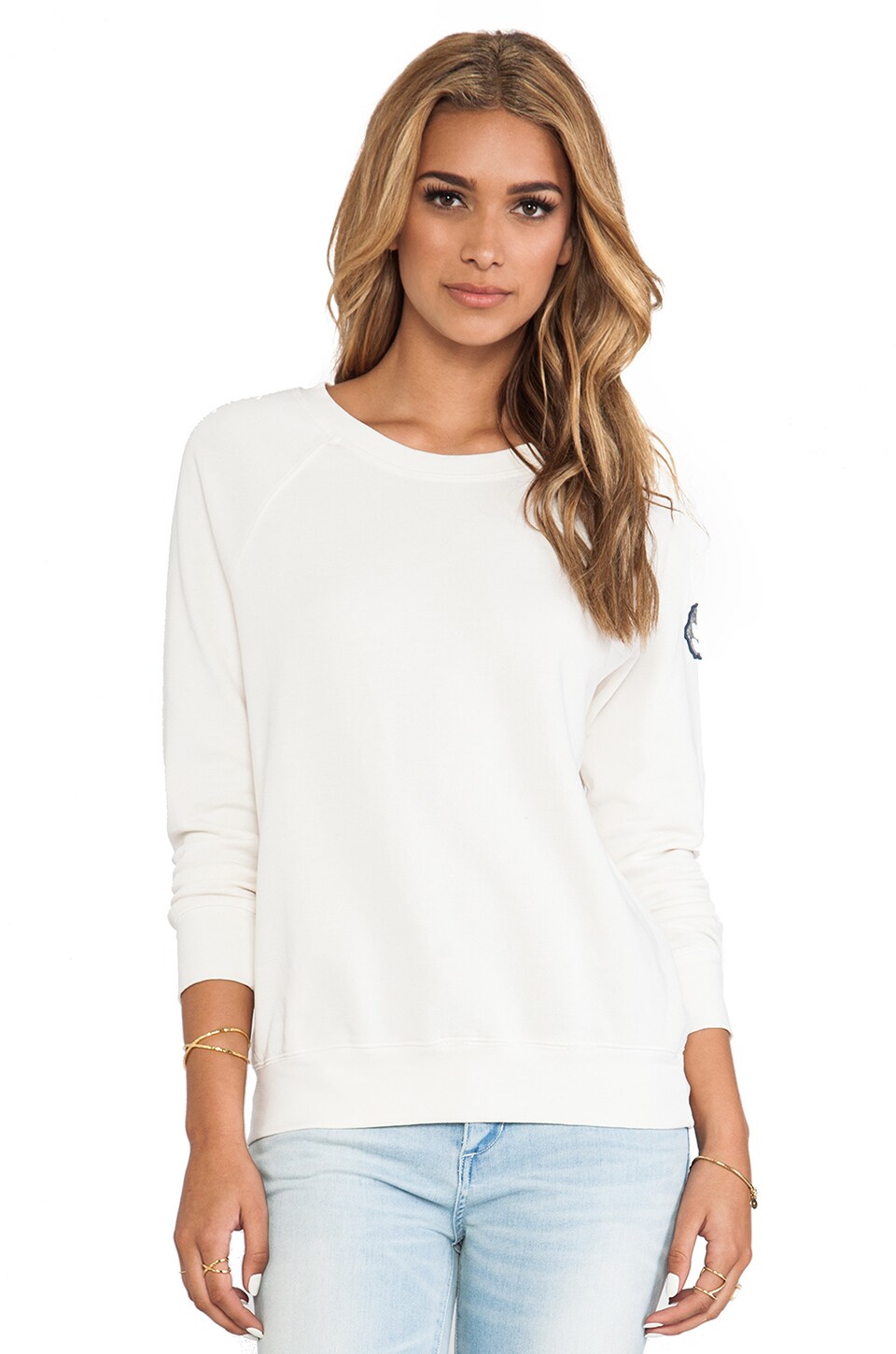EVER Open Neck Sweatshirt in Vintage White | REVOLVE