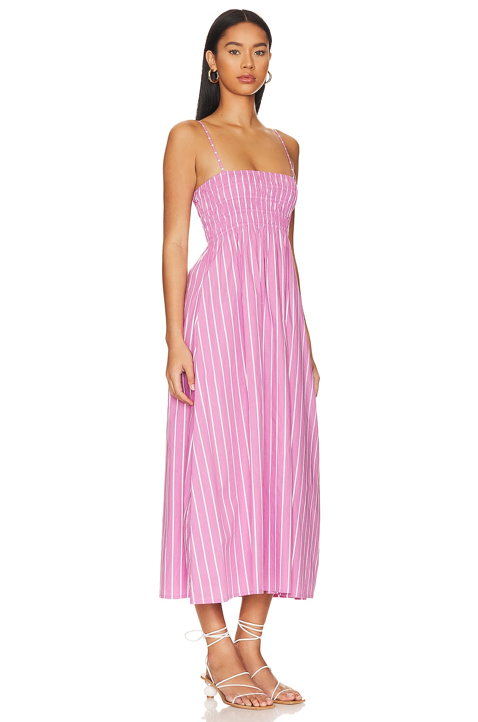 FAITHFULL Marieka Midi Dress in Adia Stripe Print Lilac | REVOLVE