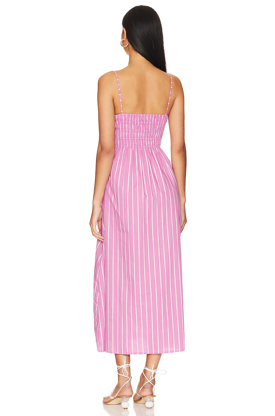 FAITHFULL THE BRAND Marieka Midi Dress in Adia Stripe Print Lilac | REVOLVE