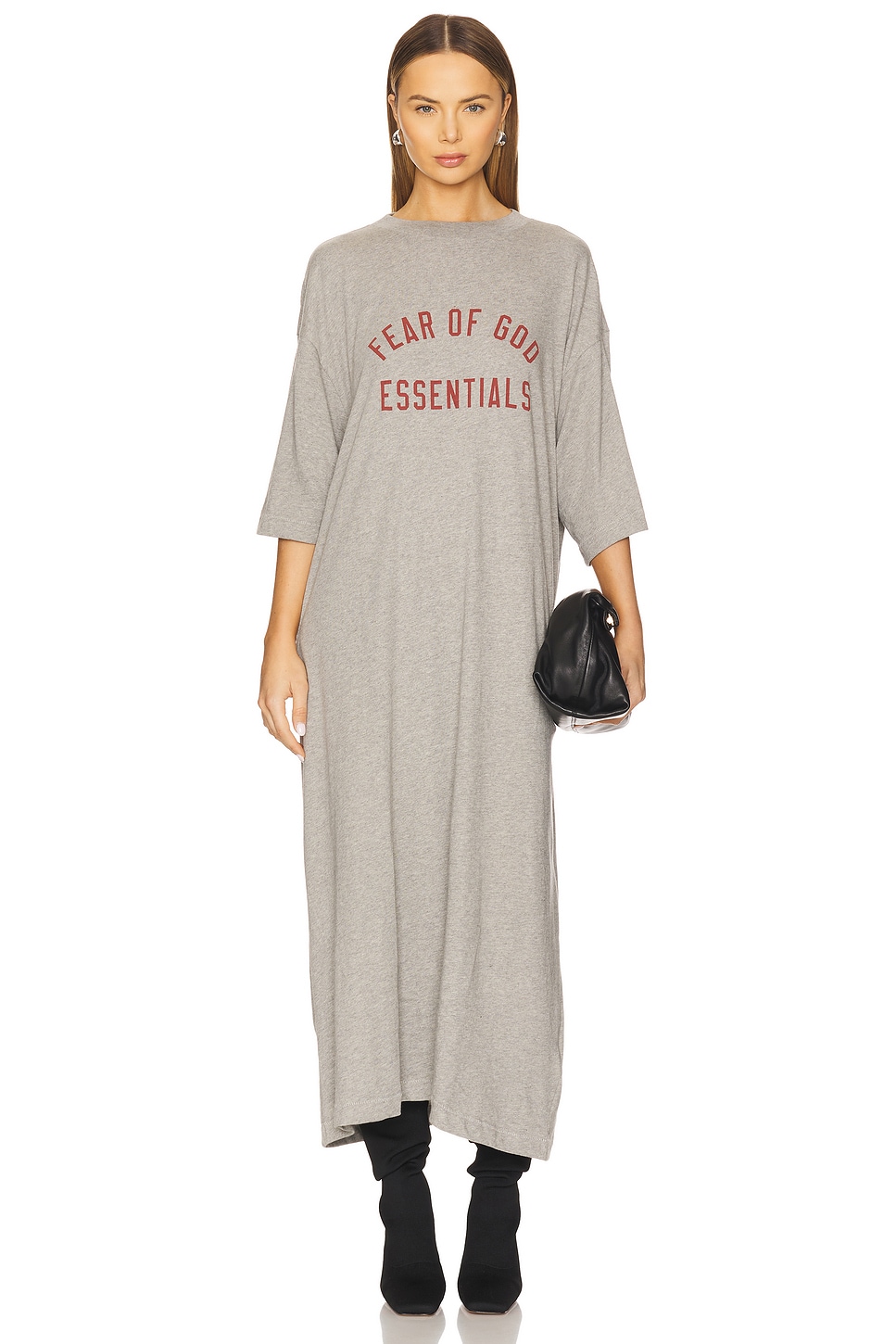 Fear of God ESSENTIALS T-Shirt Dress in Dark Heather | REVOLVE