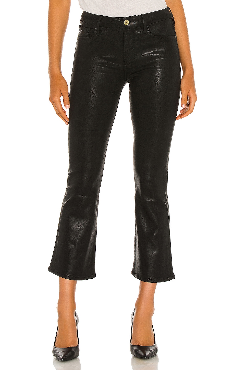 FRAME Le Crop Mini Boot Coated in Noir Coated | REVOLVE