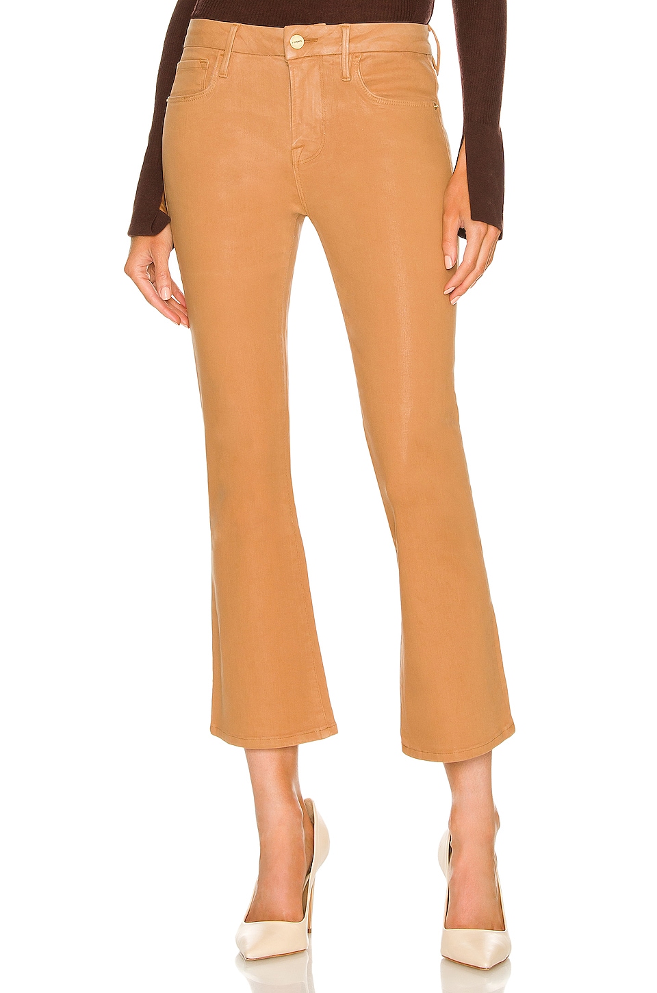 FRAME Le Crop Mini Coated Boot in Vicuna | REVOLVE