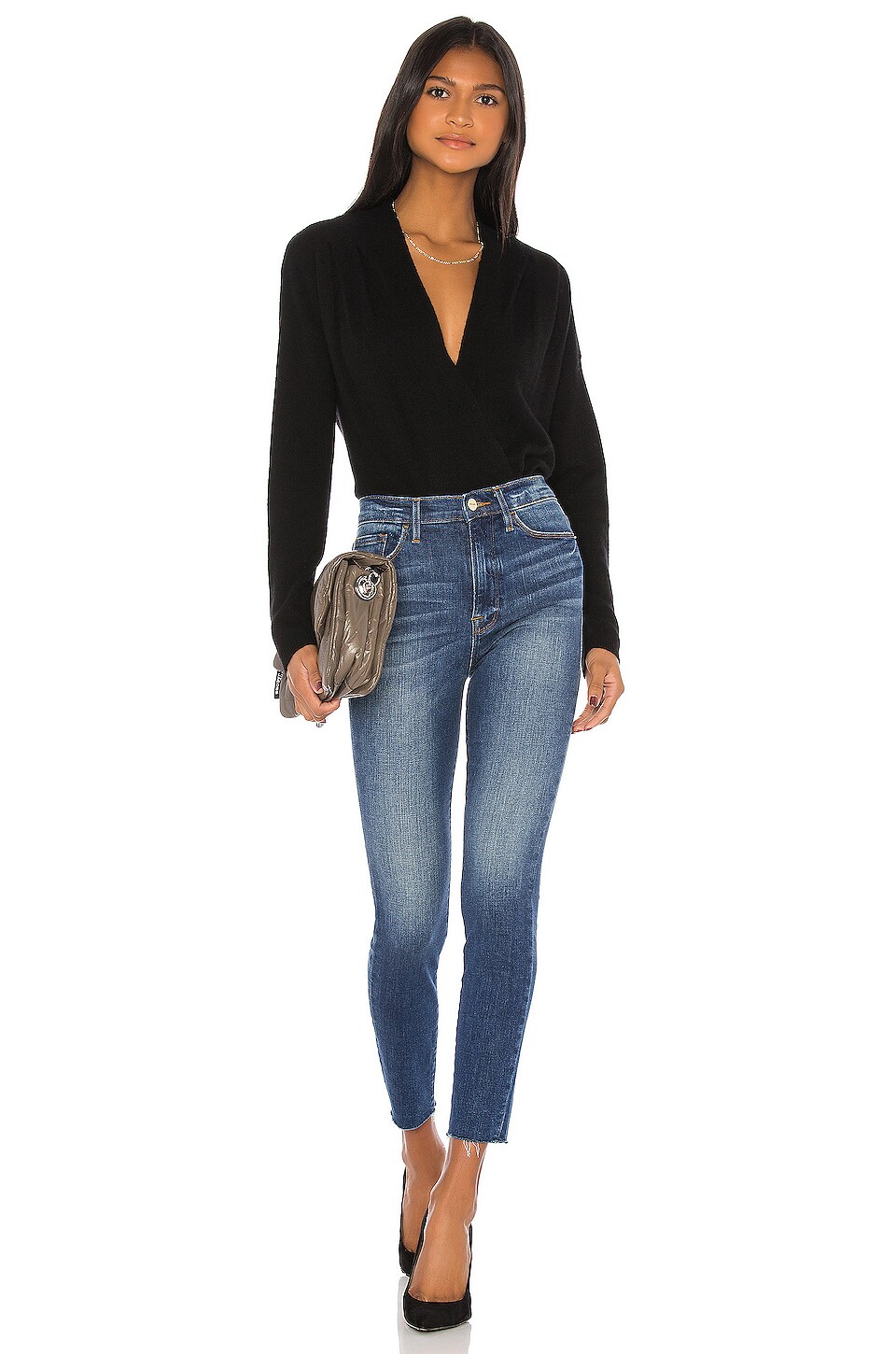 FRAME Criss Cross Sweater in Noir | REVOLVE