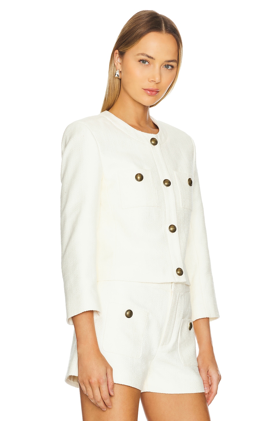 FRAME Button Front Jacket in Cream | REVOLVE