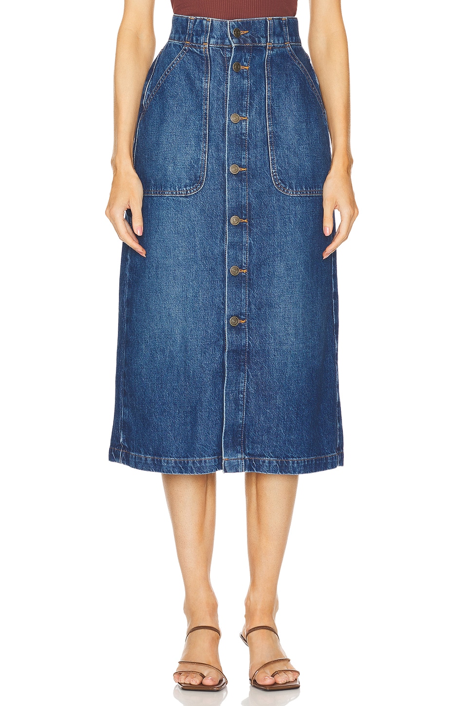 FRAME Modern Pocket Midi Skirt in October | REVOLVE