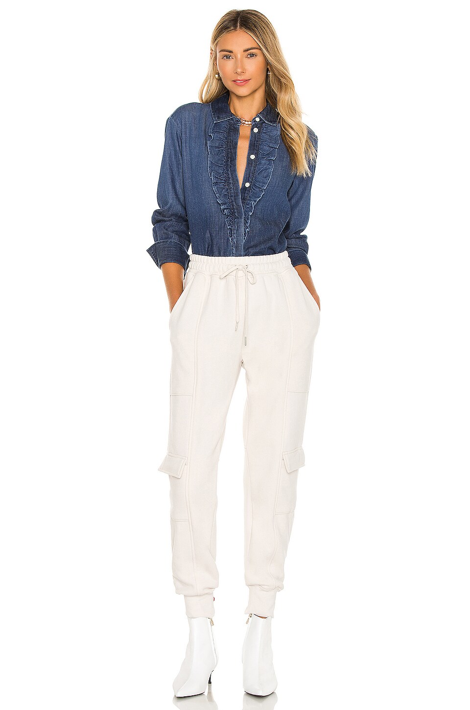 FRAME Ruffle Tux Top in Frame Blue | REVOLVE