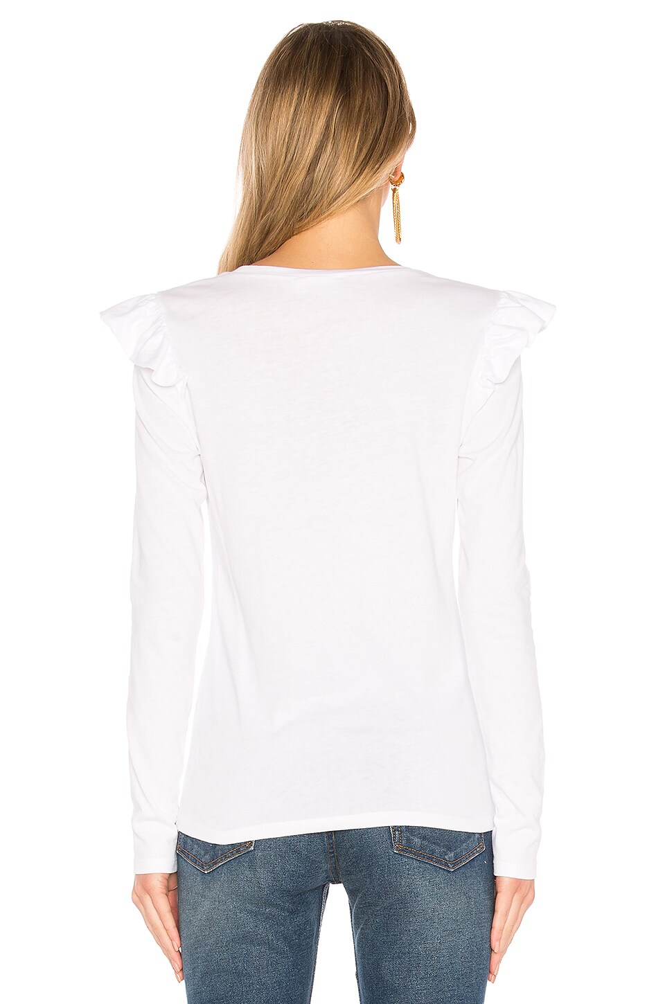 FRAME Ruffle Crew in Blanc | REVOLVE