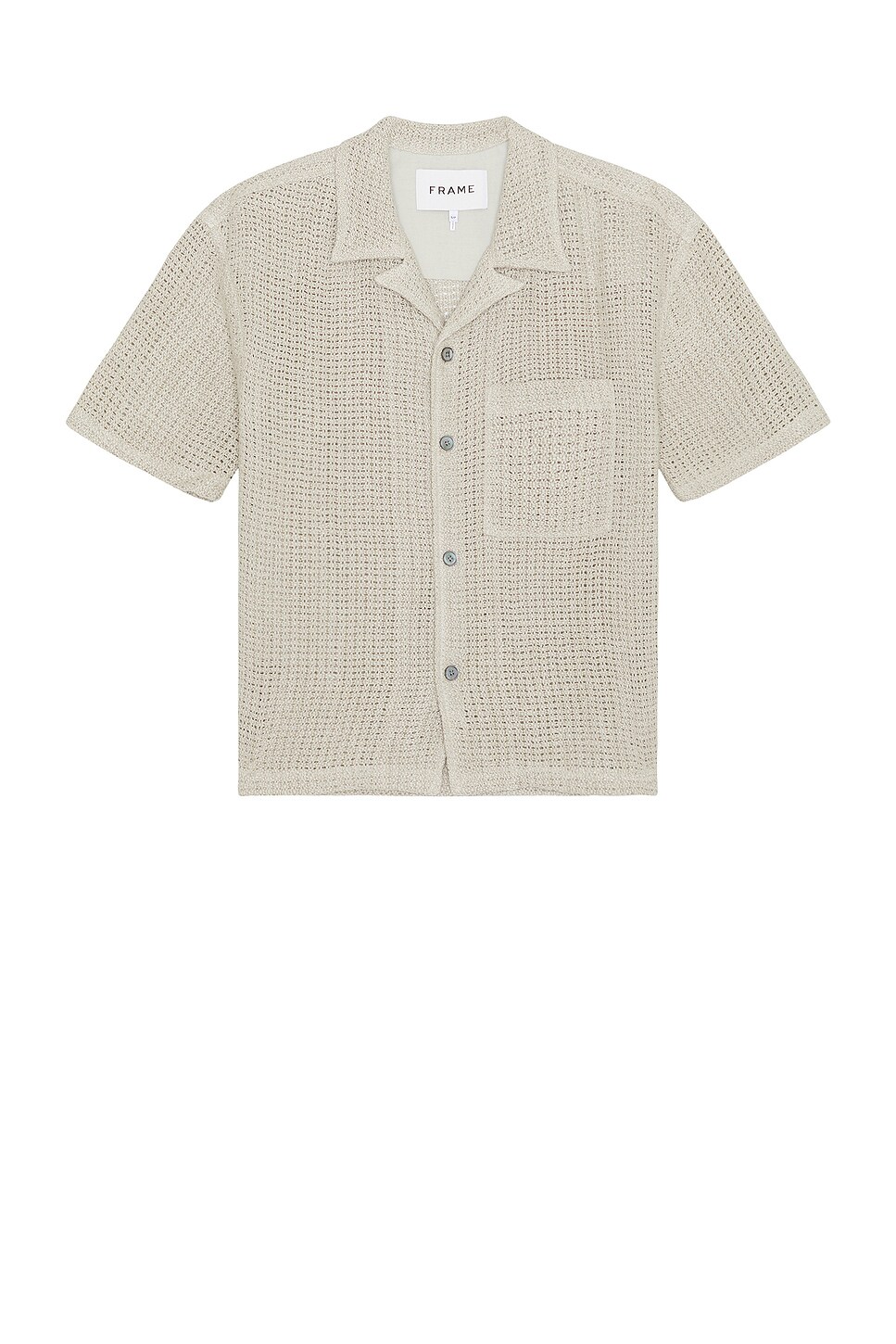 FRAME Open Weave Short Sleeve Shirt in Smoke Beige | REVOLVE