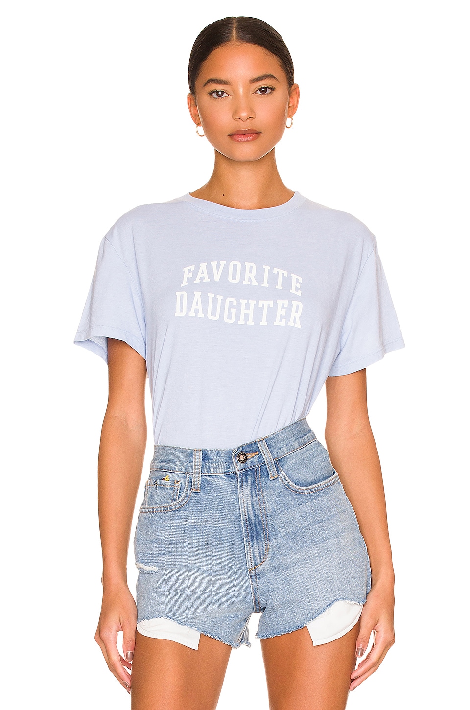 Favorite Daughter Cropped Collegiate Tee in Baby Blue | REVOLVE