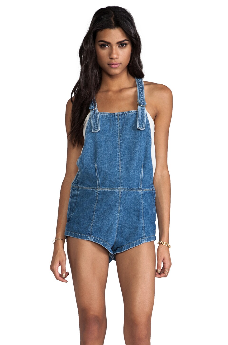 Friend of Mine Susie Blue Overalls in Levi Blue | REVOLVE