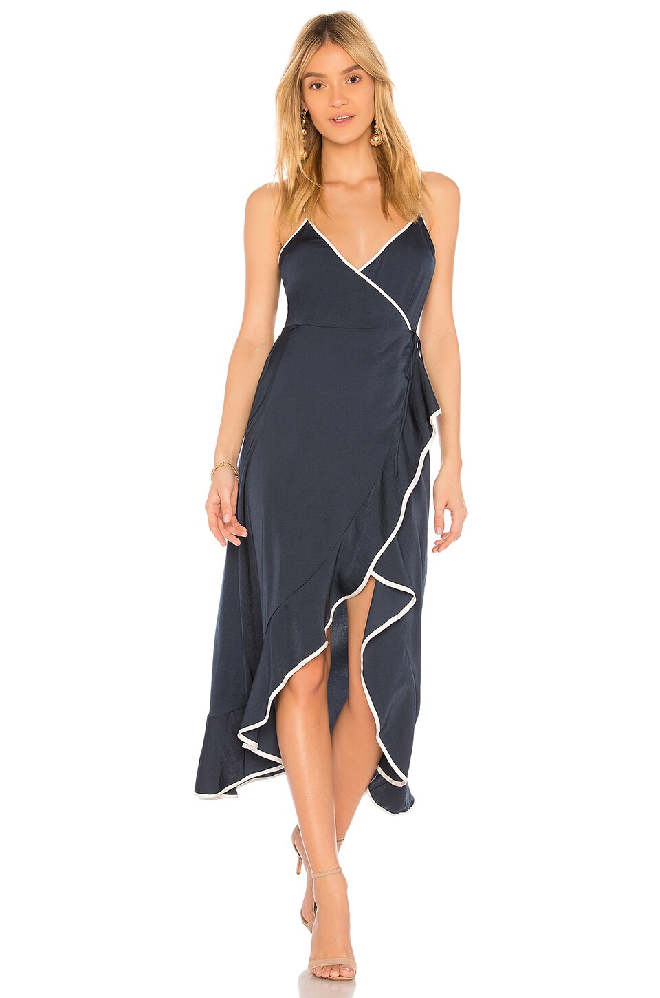 The Fifth Label Juliette Wrap Hi Low Dress in Navy | REVOLVE