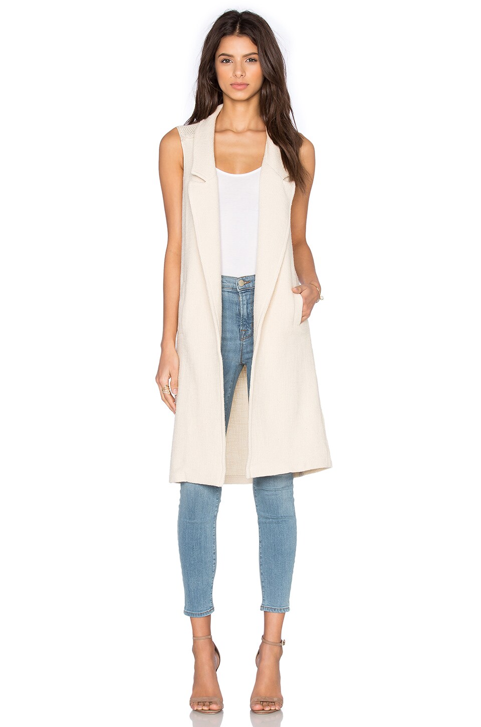 Fine Collection Sleeveless Jacket in Natural | REVOLVE
