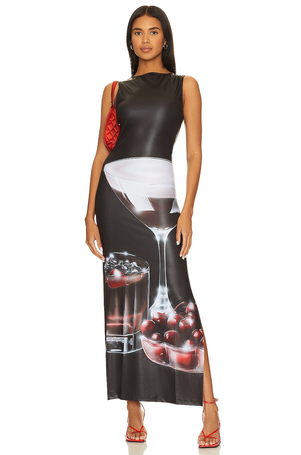 FIORUCCI Cocktail Cherries Dress in Black | REVOLVE