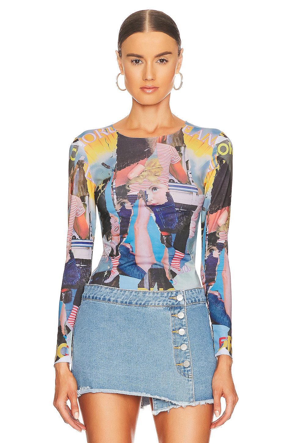 FIORUCCI Poster Print Long Sleeve Top in Blue | REVOLVE