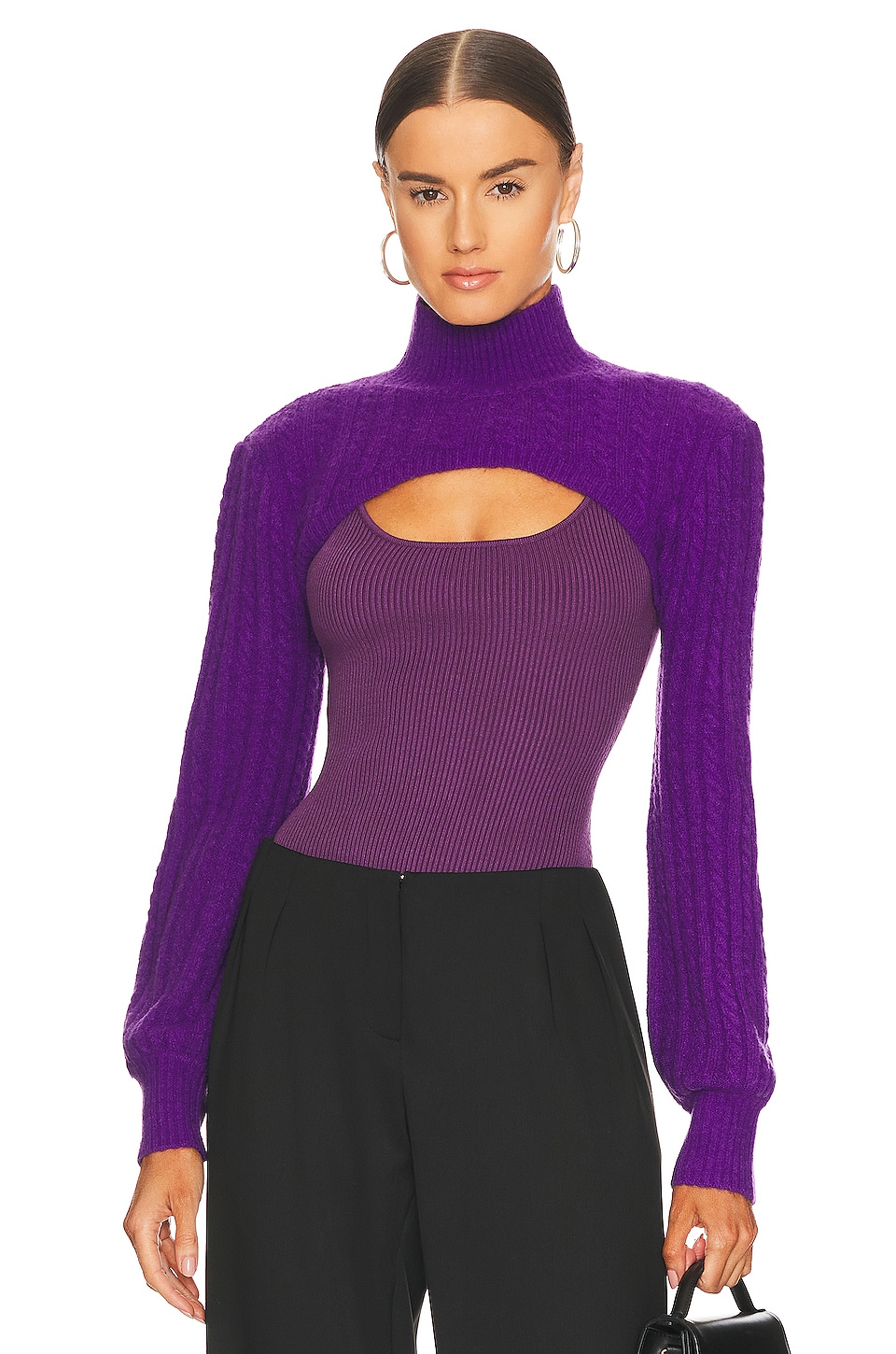 fleur du mal Knit Cutout Front Bodysuit in Ultraviolet | REVOLVE