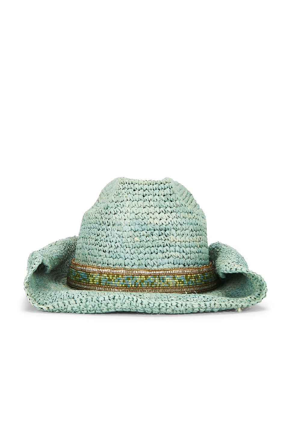 florabella Skyler Crochet Raffia Cowboy Hat in Mist | REVOLVE