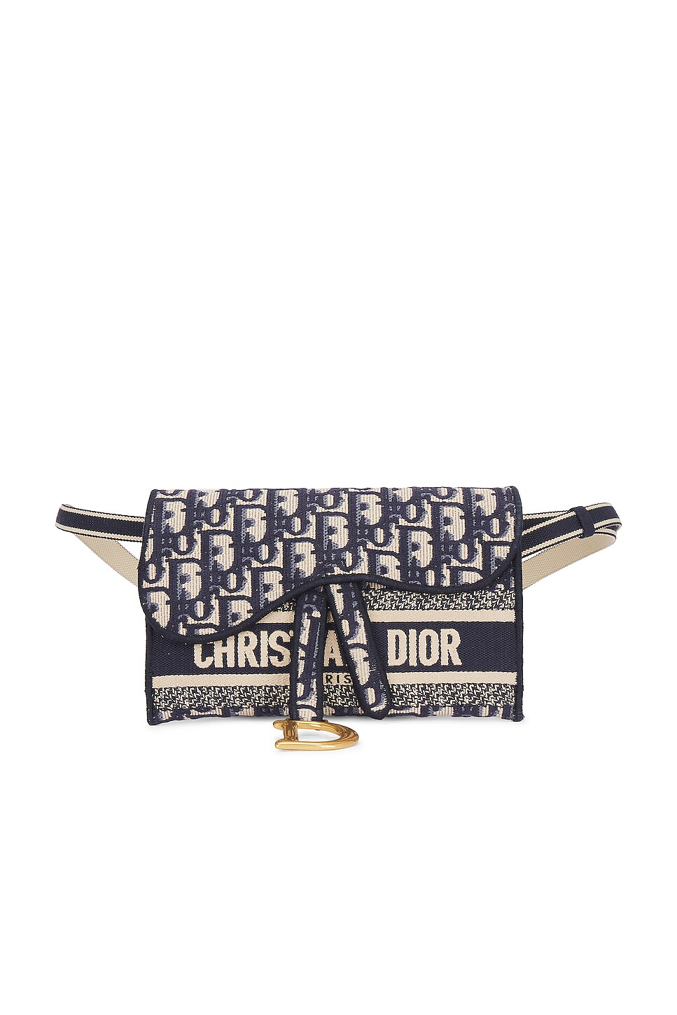 FWRD Renew Dior Oblique Saddle Waist Bag in Navy | REVOLVE