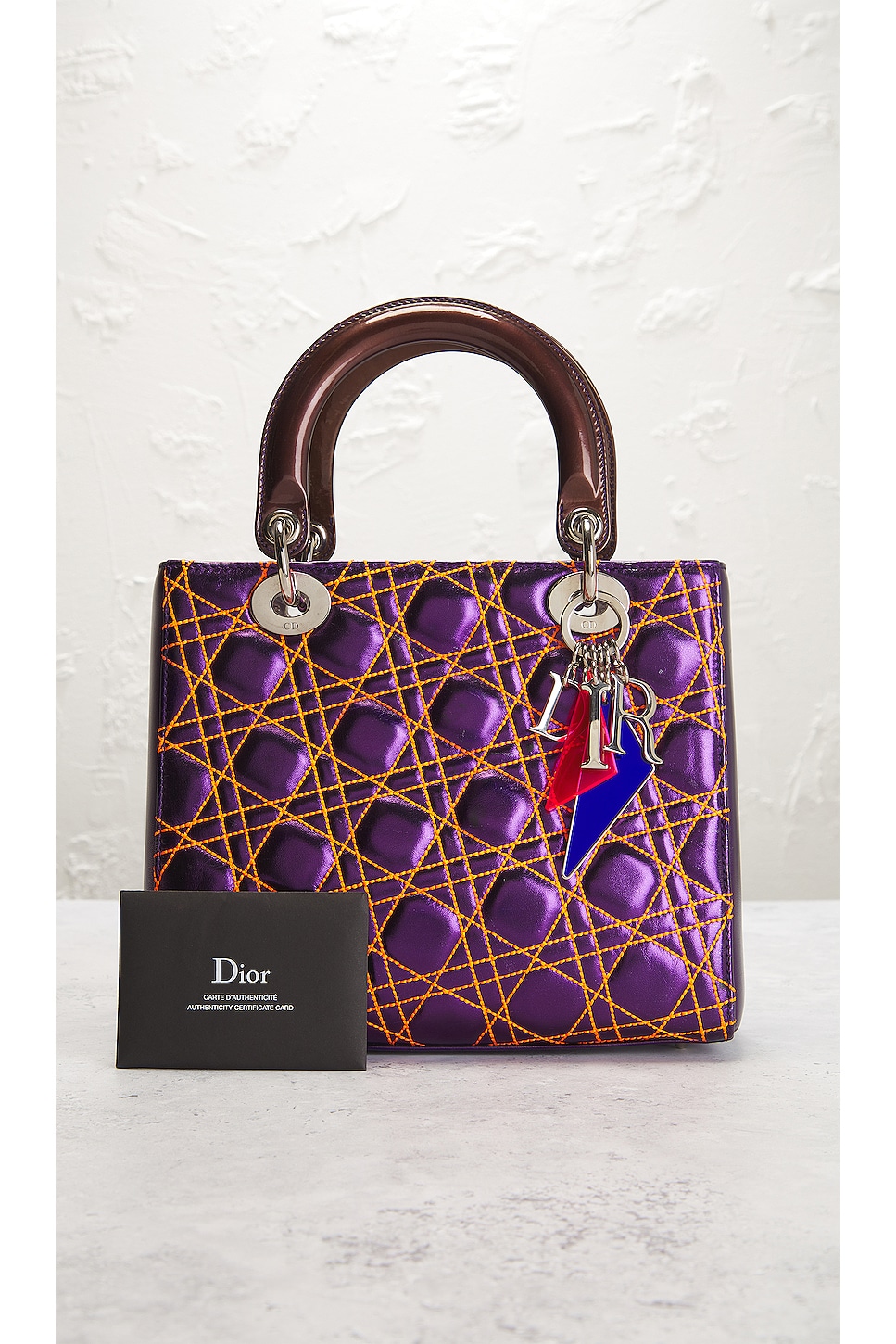 FWRD Renew Dior X Anselm Reyle Cannage Lady Dior Handbag in Purple | REVOLVE