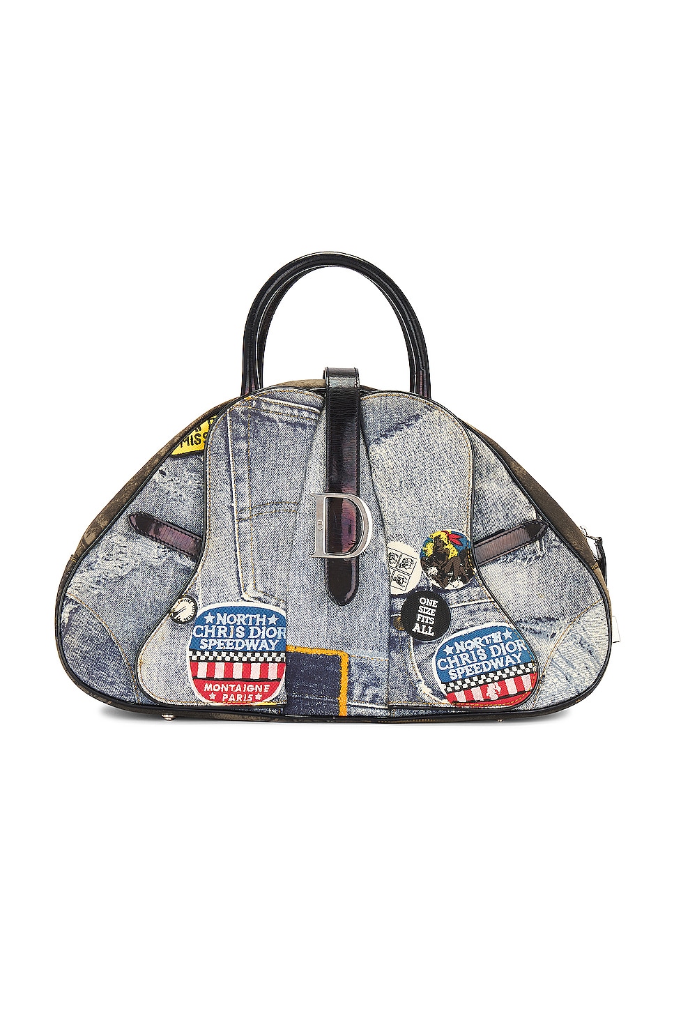 FWRD Renew Dior Denim Bowler Saddle Bag in Blue | REVOLVE