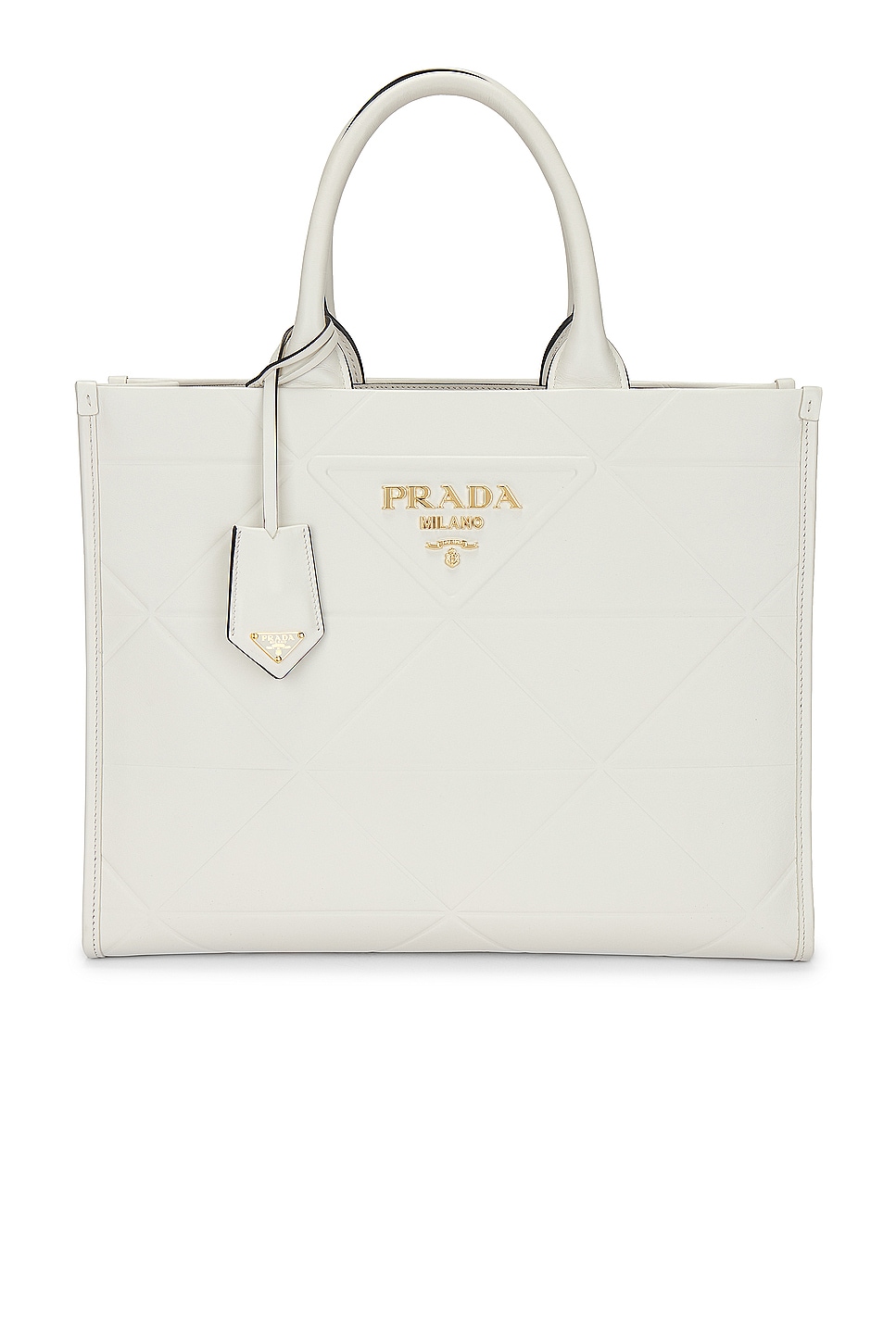 FWRD Renew Prada Quilted Tote Bag in White | REVOLVE