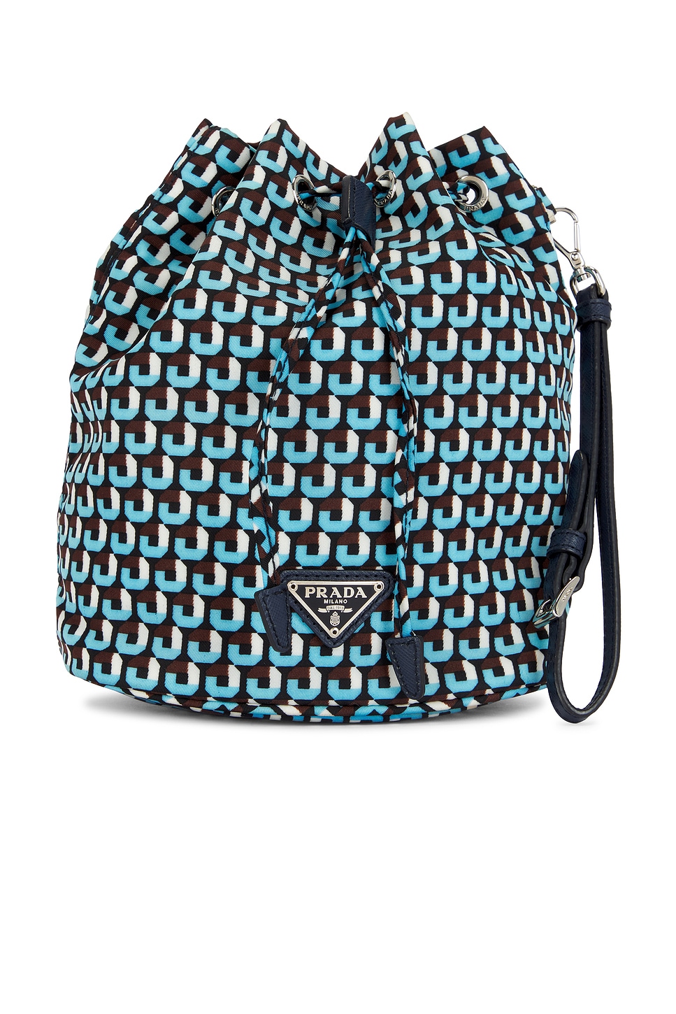 FWRD Renew Prada Drawstring Shoulder Bag in Blue | REVOLVE