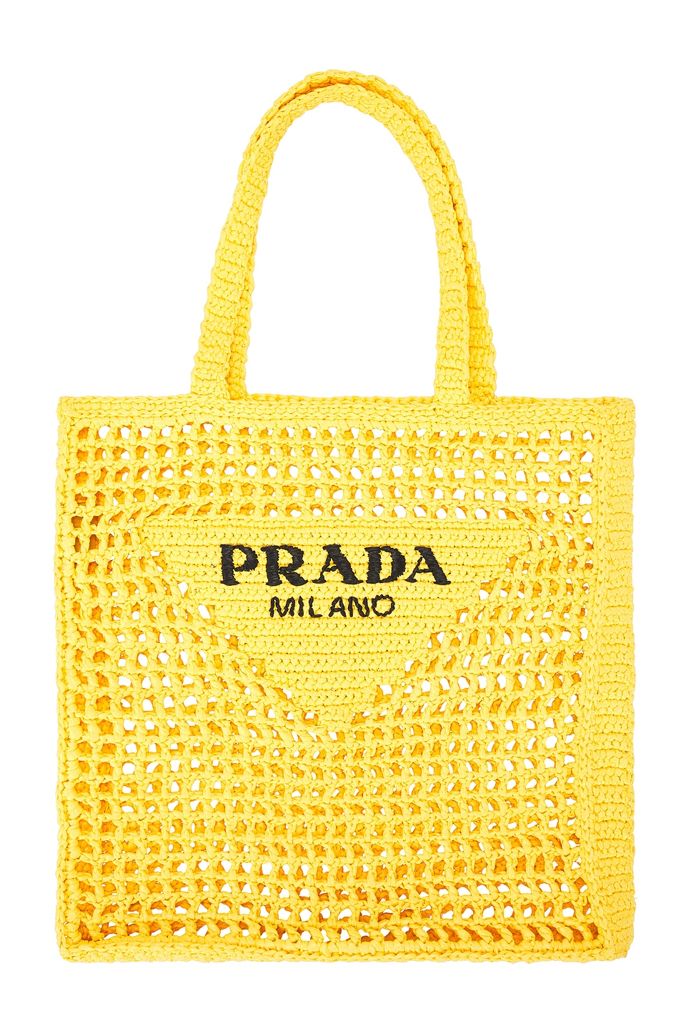 FWRD Renew Prada Raffia Tote Bag in Giallo | REVOLVE