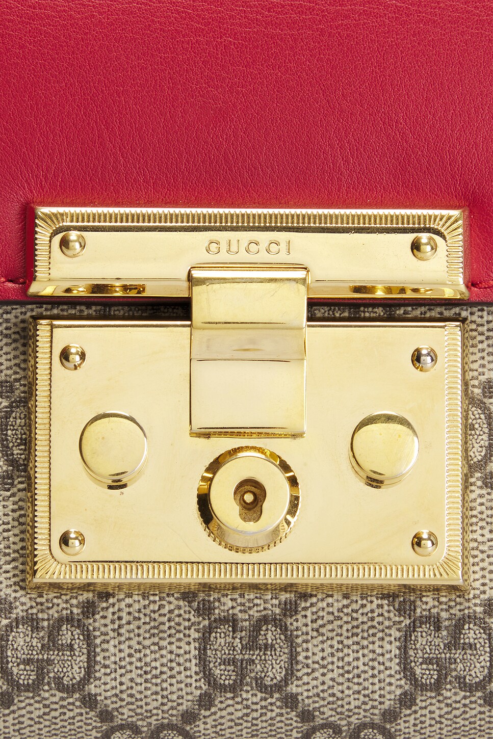 FWRD Renew Gucci Padlock Shoulder Bag in Beige | REVOLVE