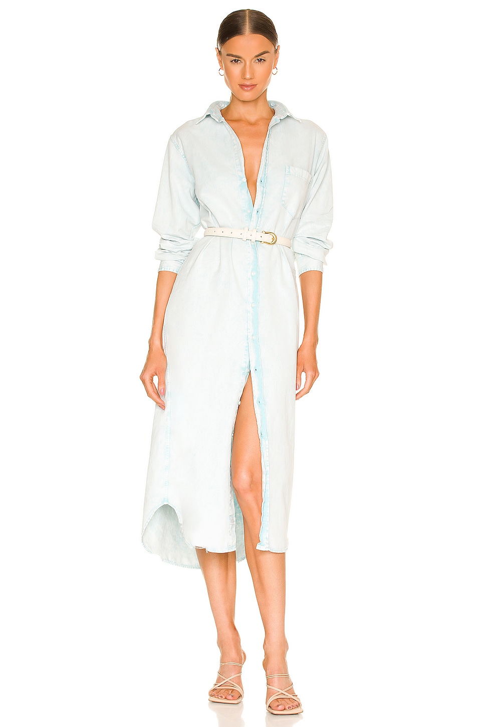Frank And Eileen Rory Woven Long Dress In Blue Linen Revolve