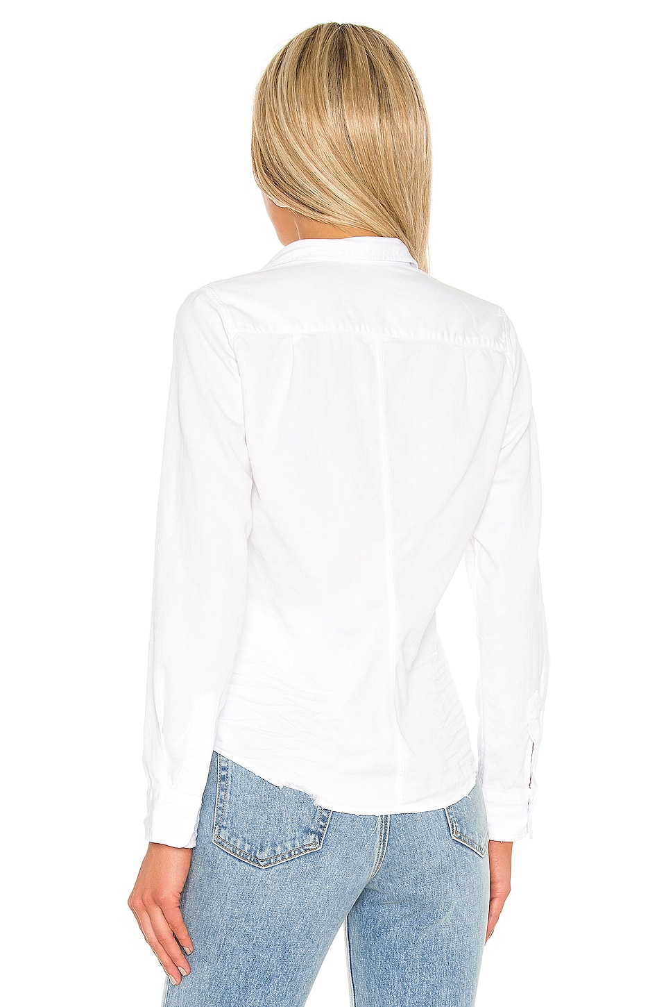 Frank & Eileen Barry Long Sleeve Button Down Top in White Tattered Wash ...