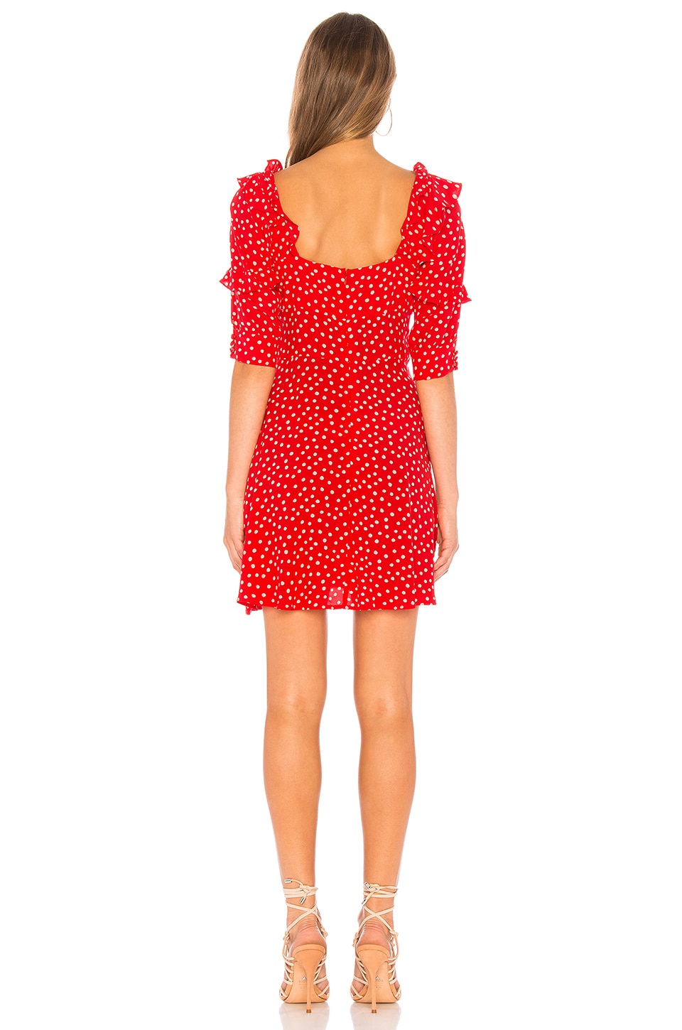 For Love & Lemons X REVOLVE Buttoned Mini Dress in Red Polka Dot | REVOLVE