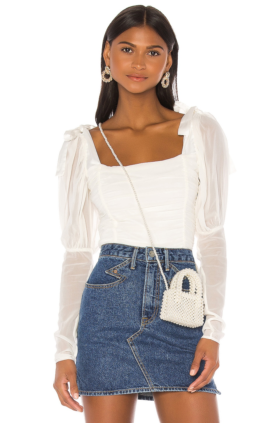 For Love & Lemons Prince Crop Top in White | REVOLVE