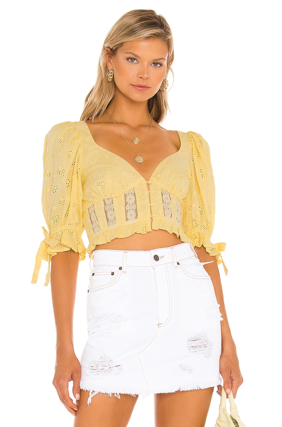 For Love & Lemons X REVOLVE Jean Blouse in Yellow | REVOLVE