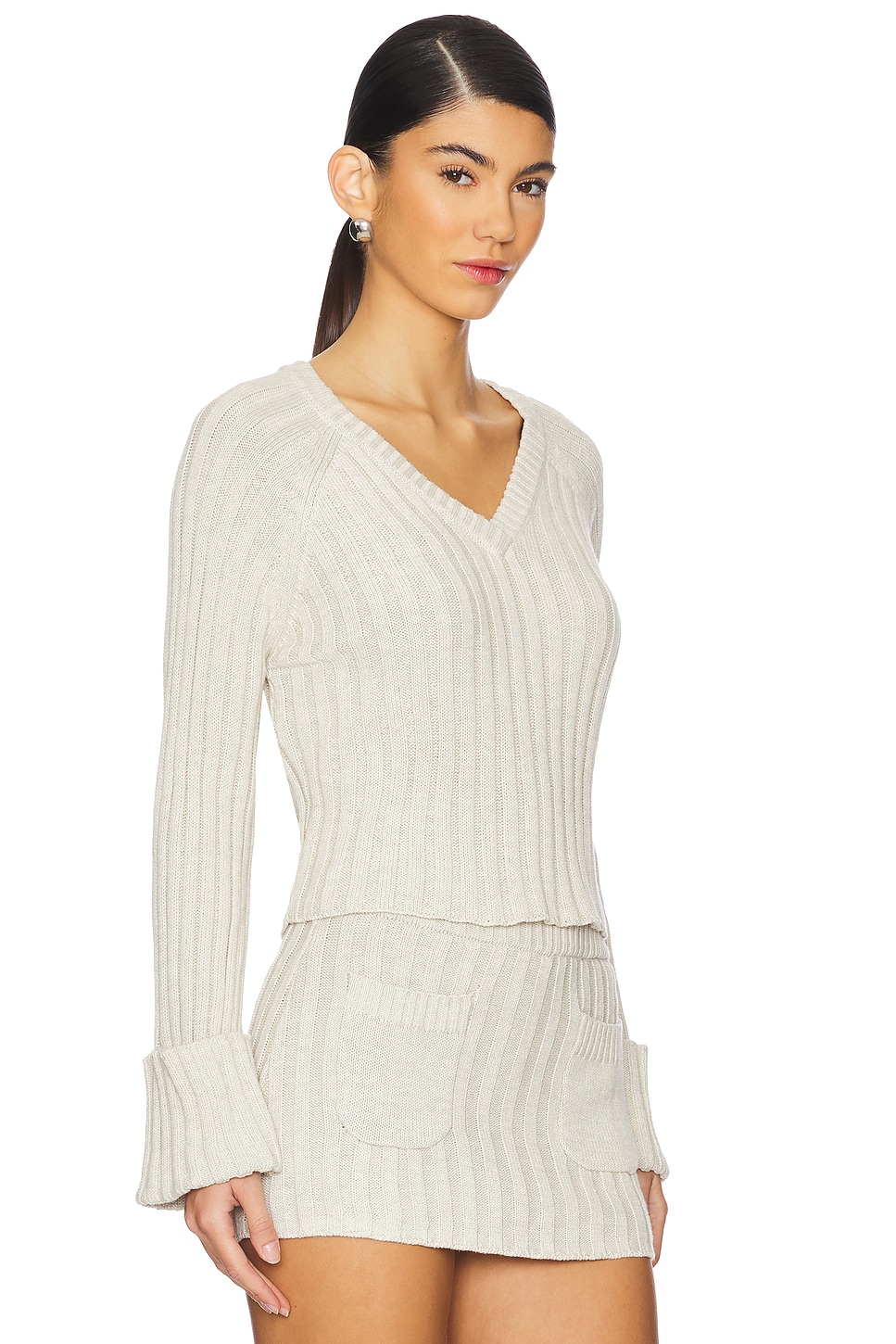 Frankies Bikinis Ashton Knit Sweater in Cream | REVOLVE