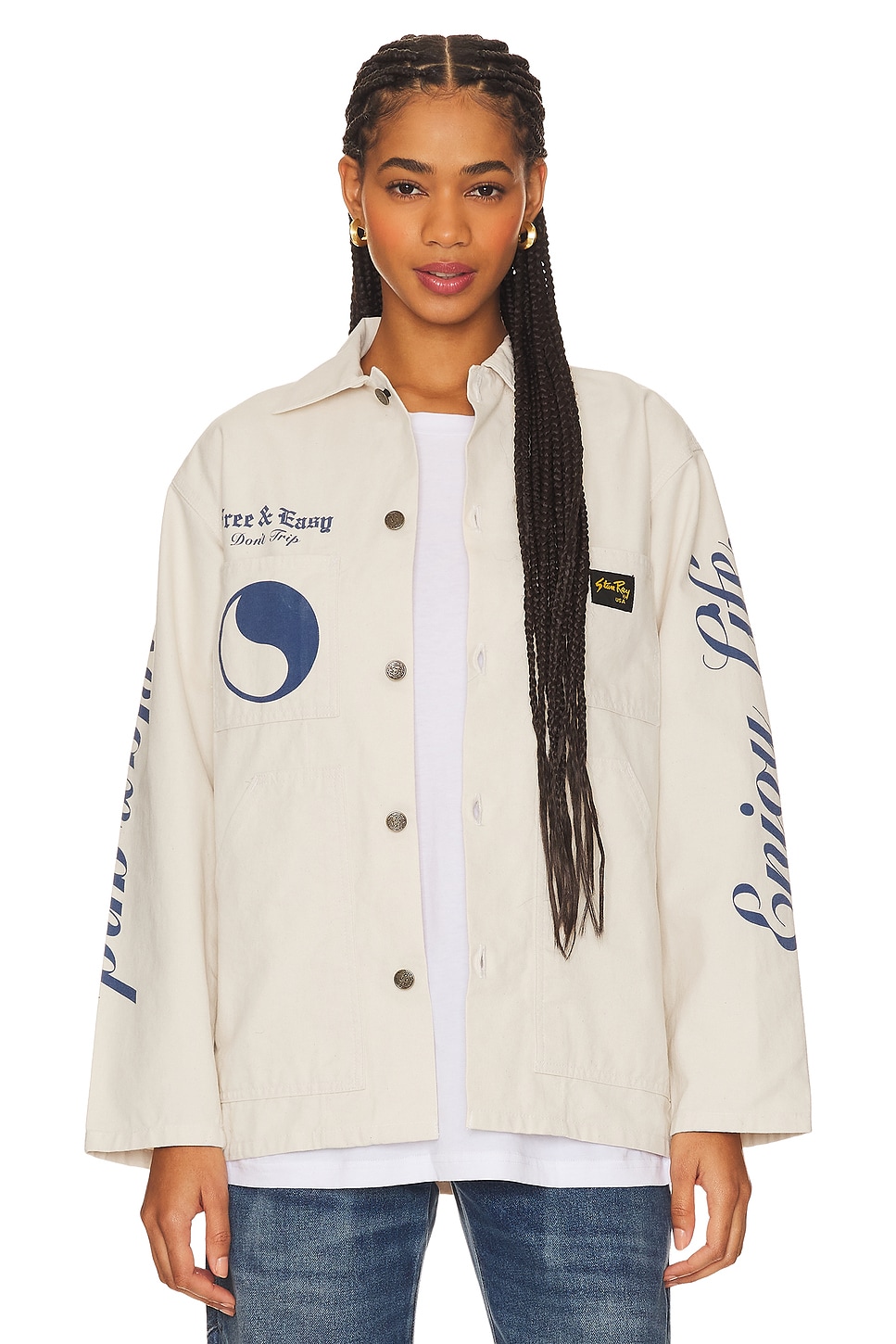 Free & Easy Old English Shop Jacket in Natural Drill | REVOLVE