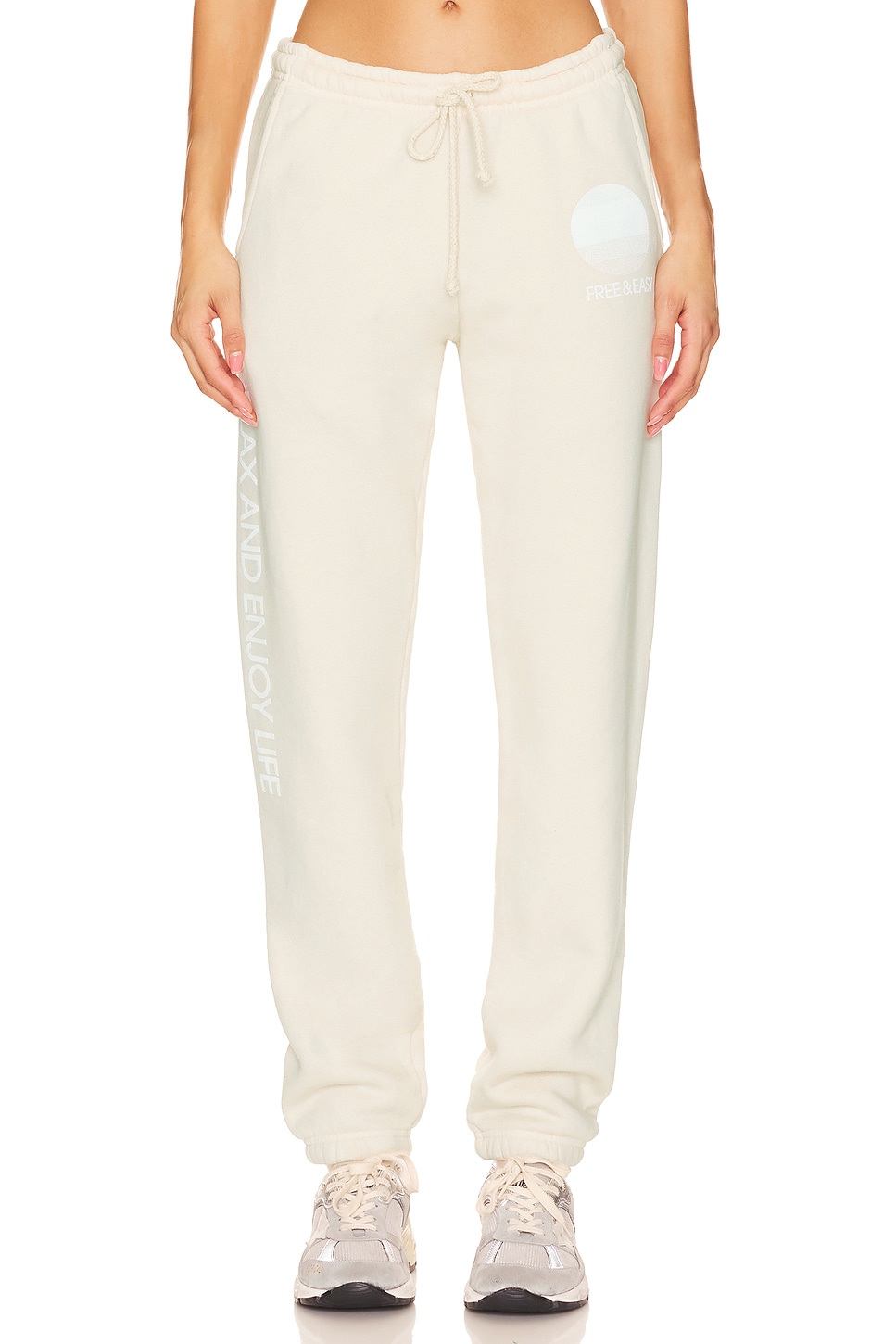 Free & Easy Horizon Lines Heavy Fleece Sweatpants in Tan | REVOLVE