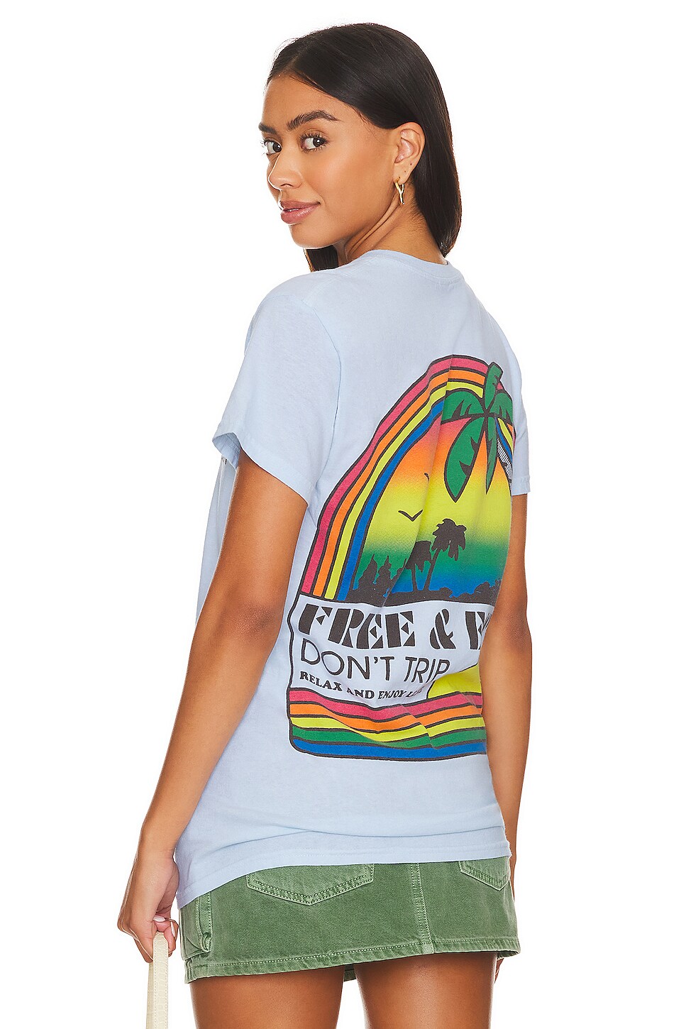 Free & Easy Sunset Rainbow Short Sleeve Tee in Sky | REVOLVE