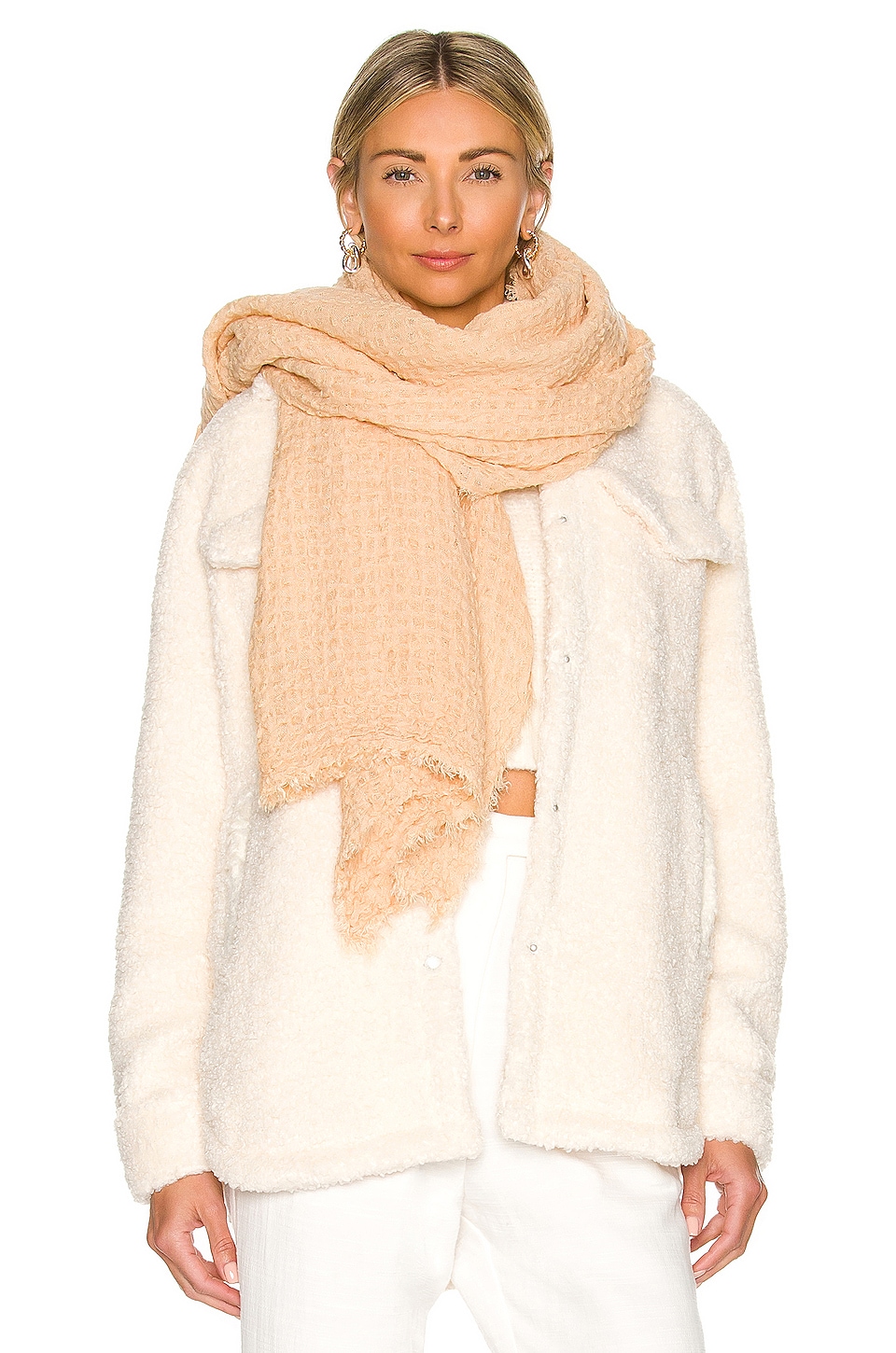 Free People Long Weekend Waffle Scarf in Sand | REVOLVE