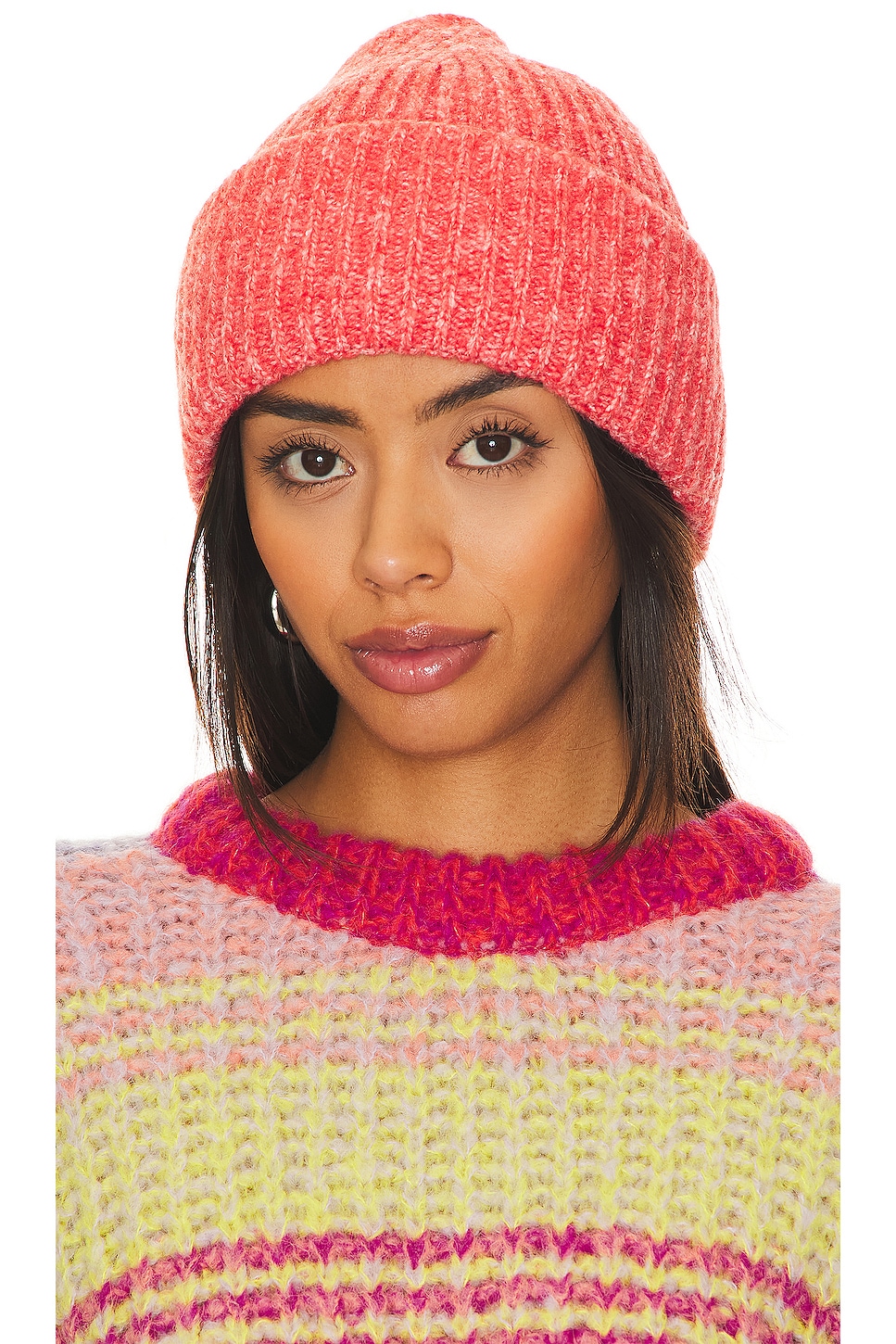 Free People Harbor Marled Ribbed Beanie in Cherry Tomato | REVOLVE