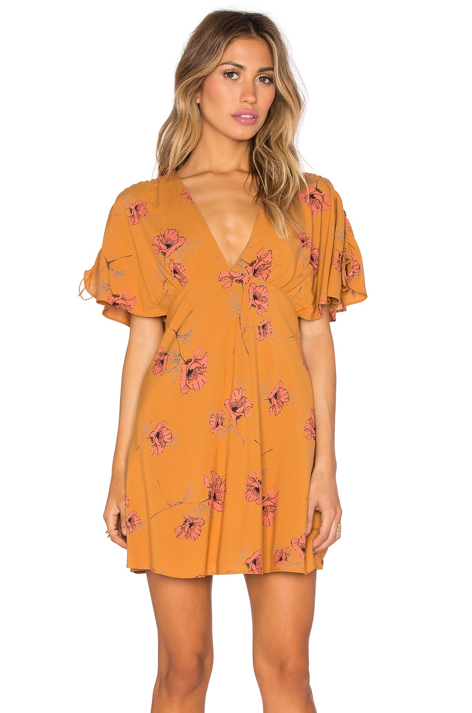 Free People Drapey Melanie Dress in Mustard Combo | REVOLVE